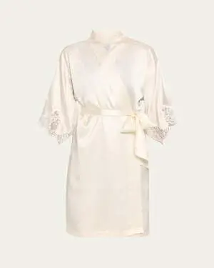 Lise Charmel Splendeur Lace-trim Silk-blend Robe - En/ecru Nacre