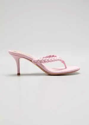 GIANVITO ROSSI Tropea 70mm Braided Thong Sandals - Pink