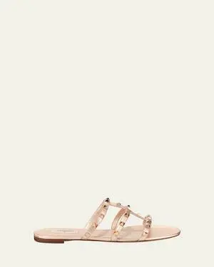 Valentino Garavani Rockstud City Flat Slide Sandals - Skin