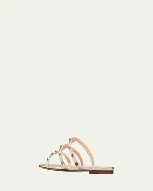 Valentino Garavani Rockstud City Flat Slide Sandals - Skin