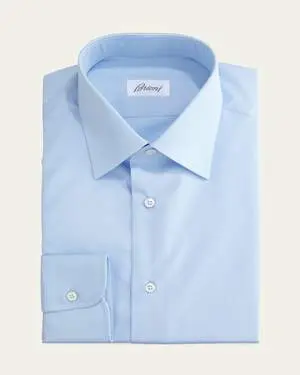Brioni Wardrobe Essential Solid Dress Shirt - Blue