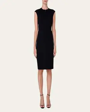 Akris Cap-sleeve Zip-front Seamed Sheath Dress
