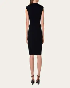 Akris Cap-sleeve Zip-front Seamed Sheath Dress