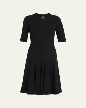 Akris Elbow-sleeve Zip-front Dress