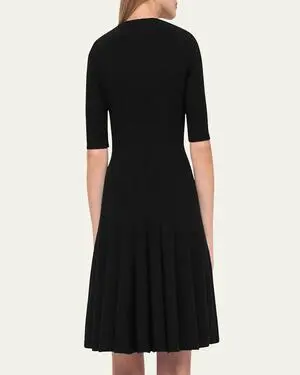 Akris Elbow-sleeve Zip-front Dress