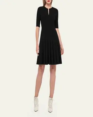 Akris Elbow-sleeve Zip-front Dress