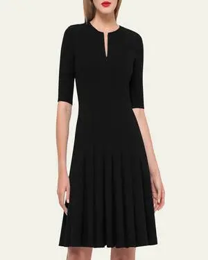 Akris Elbow-sleeve Zip-front Dress