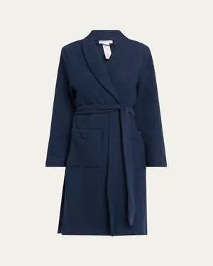 Hanro Plush Short Robe Deep Navy
