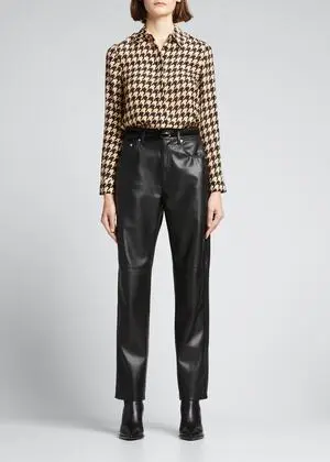 Alice + Olivia Willa Placket Top Almondblack