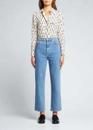 Alice + Olivia Willa Placket Top Passport Stace