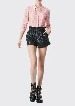 Alice + Olivia Willa Placket Top Poodles Pink