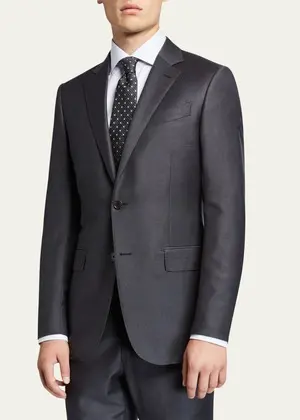 Zegna Trofeo Milano Two-piece Wool Suit Dk Gry Sld