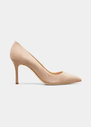 Manolo Blahnik BB Suede Pointed Pump - Beige