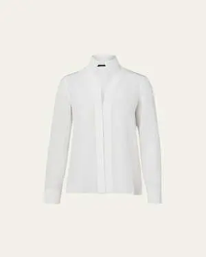 Akris Split-neck Silk Blouse