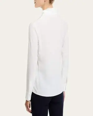 Akris Split-neck Silk Blouse