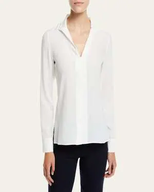 Akris Split-neck Silk Blouse