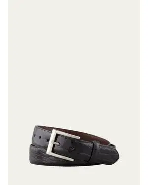 W.KLEINBERG Glazed Alligator Belt - Black