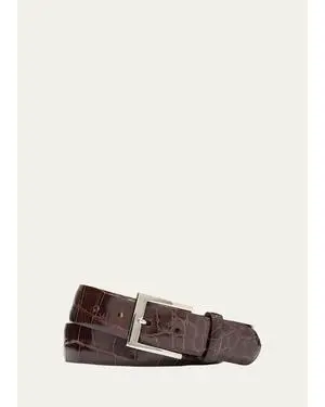 W.KLEINBERG Glazed Alligator Belt - Brown
