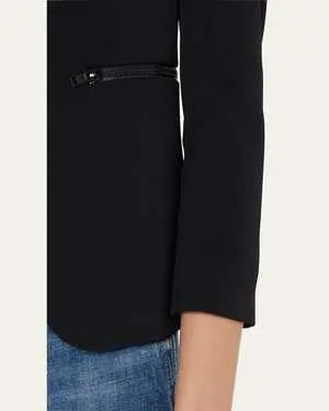 Veronica Beard Scuba Schoolboy Blazer Jacket - Black