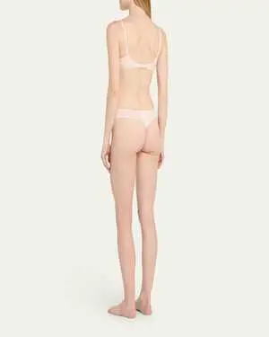 Simone Perele Delice Lace Mesh Thong - Blush