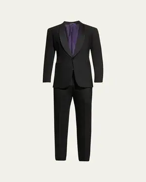 Ralph Lauren Gregory Wool Barathea Shawl Tuxedo - Black