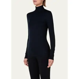 Akris Turtleneck Modal-stretch Top - Cream