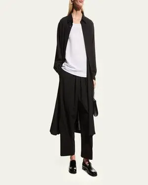 Eskandar Lightweight Silk A-line Shell - White