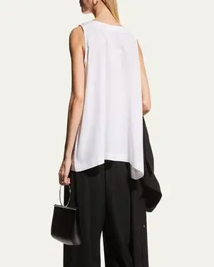 Eskandar Lightweight Silk A-line Shell - White