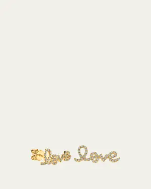 SYDNEY EVAN Pave Diamond Love Single Stud Earring - Gold