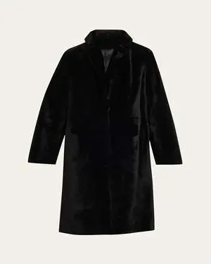 YVES SALOMON Lamb Shearling Long Coat - Noir
