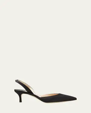 Manolo Blahnik Carolyne Satin Slingback Pumps - Black