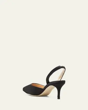 Manolo Blahnik Carolyne Satin Slingback Pumps - Black