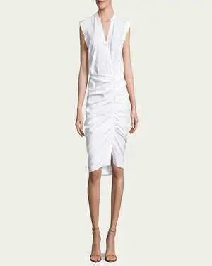 Veronica Beard Sleeveless Ruched Shirtdress