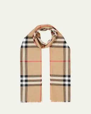 Burberry Giant Check Gauze Scarf Archive Beige
