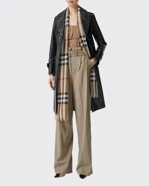 Burberry Giant Check Gauze Scarf One-color