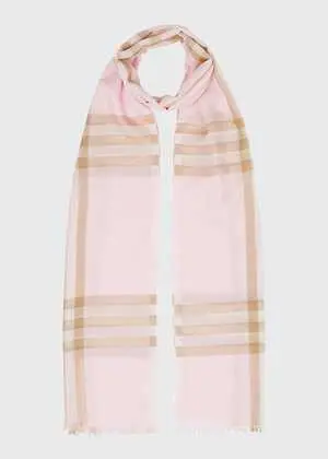 Burberry Giant Check Gauze Scarf Pale Pink