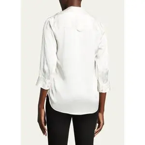 L'Agence Dani Silk Satin Button-down Blouse - Ivory