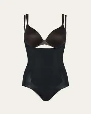 Spanx Sculpt Oncore Open-bust Brief Bodysuit - Very Black