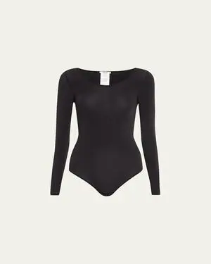 Wolford Buenos Aires Long-sleeve Semisheer Bodysuit - Black