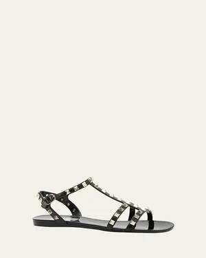 Valentino Garavani Rockstud Jelly Gladiator Sandals Nero