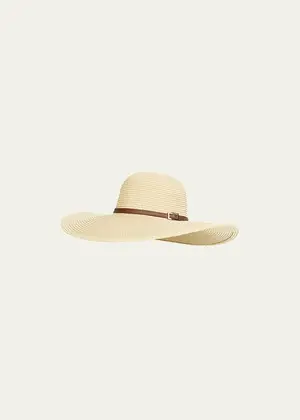 Melissa Odabash Jemima Wide-Brim Floppy Beach Hat - Cream/tan