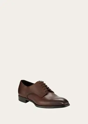 Giorgio Armani Men's Calf Leather Derby Shoes Brown