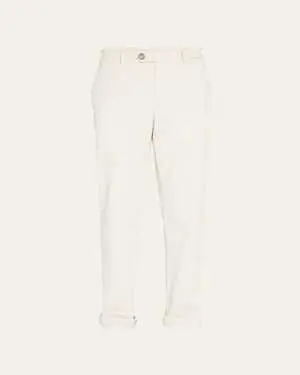 Brunello Cucinelli Men's American Pima Italian-Fit Chino Trousers - Beige