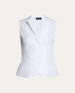 Akris Notched Stand-collar Sleeveless Blouse
