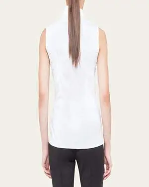 Akris Notched Stand-collar Sleeveless Blouse
