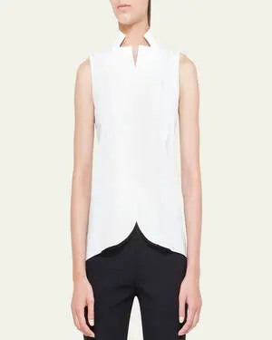Akris Notched Stand-collar Sleeveless Blouse
