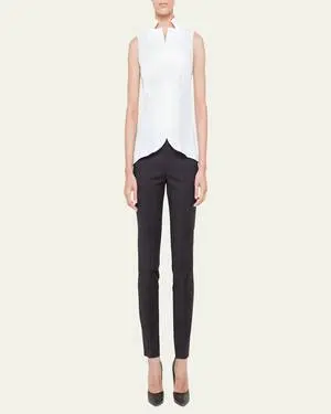 Akris Notched Stand-collar Sleeveless Blouse