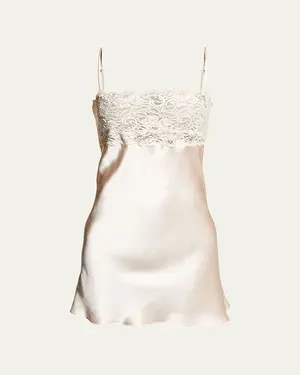 Christine Lingerie Bijoux Lace-trim Silk Chemise - Light Pink
