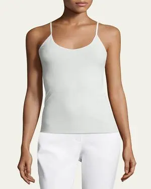 Lafayette 148 New York Mesh Jersey V-neck Tank - Cloud
