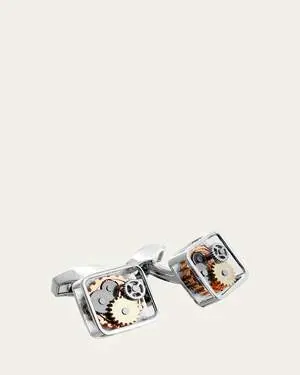 Tateossian Gunmetal Gear Cuff Links, Brass - Silver